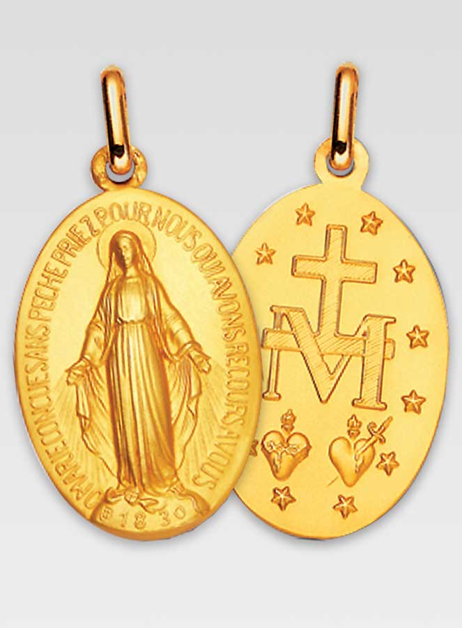 Miraculous Medal in 18 kt Solid Gold - 10 mm | Lourdes Giftshop
