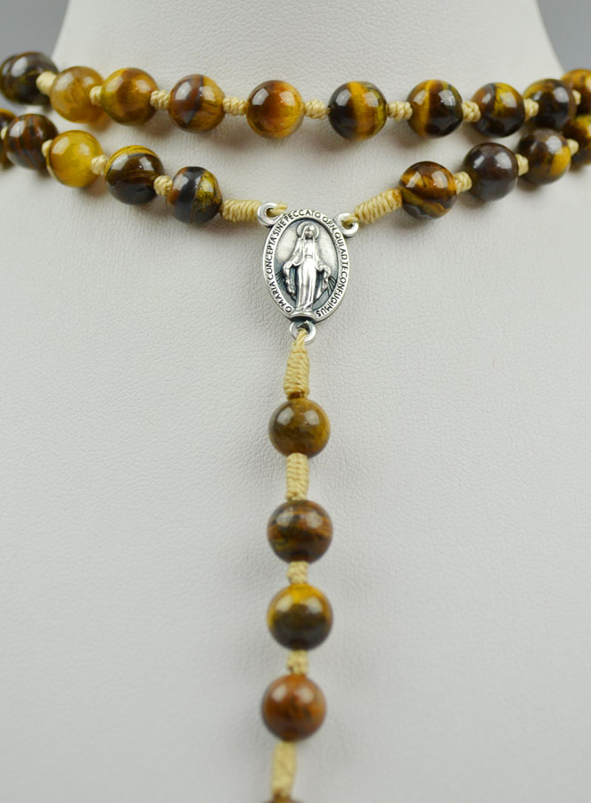 Tiger Eye Stone Rosary on a String | Lourdes Giftshop