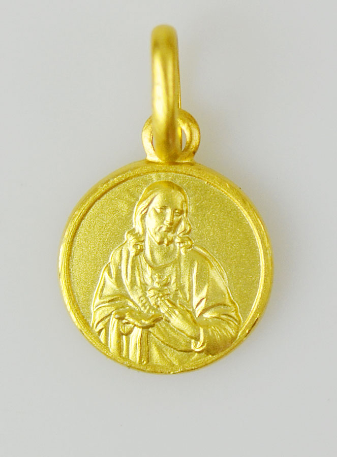 Sacred Heart of Jesus Medal 18k Gold Plated - 10mm | Lourdes Giftshop